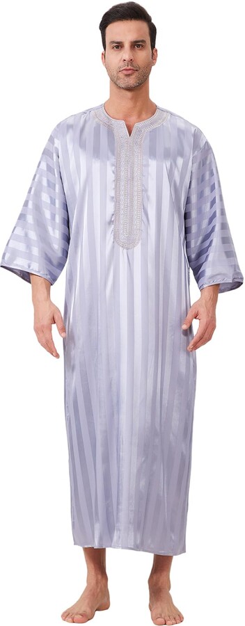 zhxinashu Thobe for Men Islam Half Sleeve Mens Kaftan Thobe Muslim Men ...