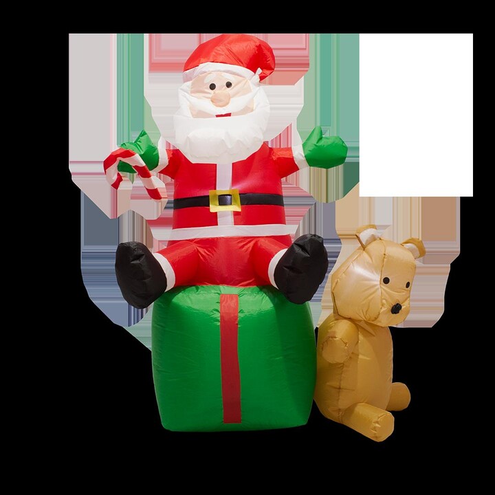 Valiant Inflatable Christmas Decoration - Sitting Santa with LED Lights ...