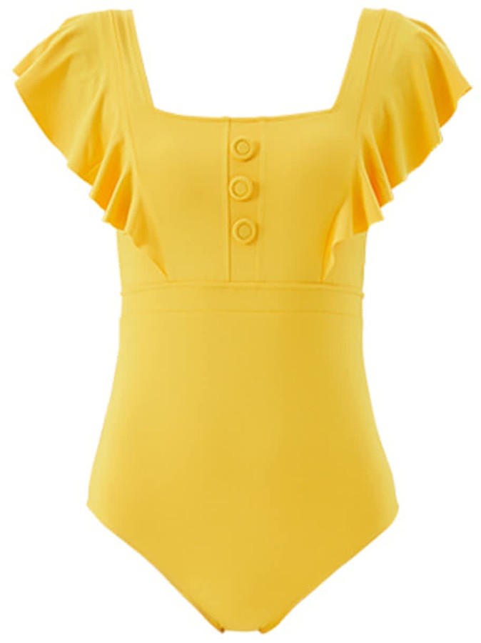 Qua Vino Ruffle One Piece Swimwear - Fairy Moment Yellow - ShopStyle