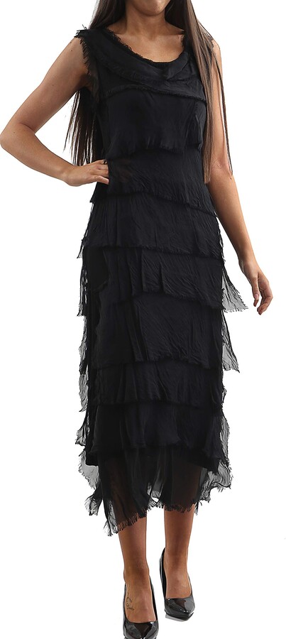 Qmart New Women Italian Lagenlook Flap Over Shredded Layer Look Plain ...