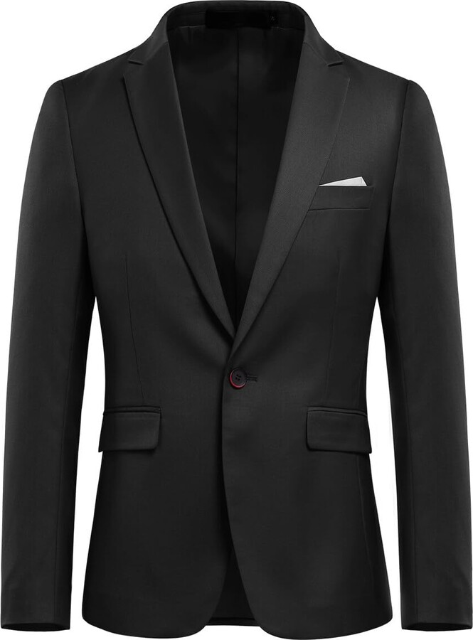 Allthemen Mens Slim Fit Blazer Formal Business Suit Jackets 1 Button ...