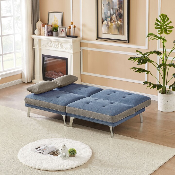 Sectional Convertible Sofa Bed with Metal Legs and Two Pillows - ShopStyle