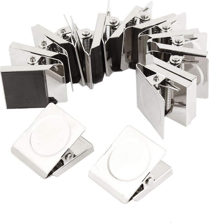 Unique Bargains Spring Loaded Magnetic Memo Note Metal Binder Clips 1.3 ...