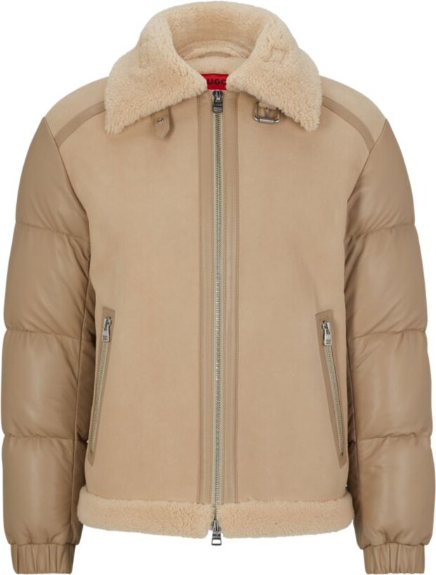 HUGO BOSS Hybrid jacket in shearling suede and nappa leather - ShopStyle