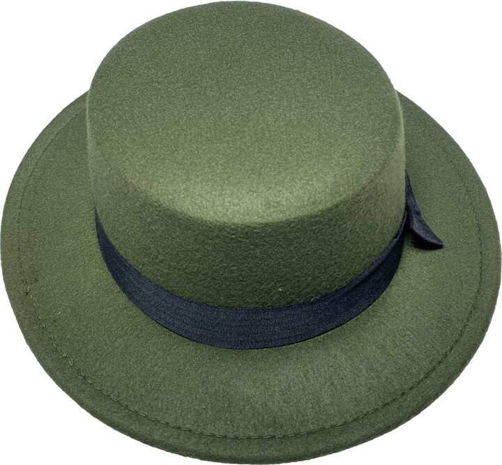 JK Home Women Men Felt Wide Brim Flat Top Retro 1920s Church Derby Cap ...