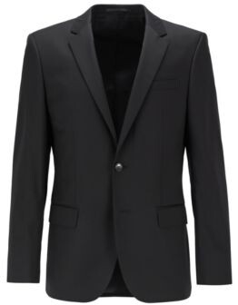 HUGO BOSS Slim-fit jacket in virgin-wool serge with AMF stitching ...