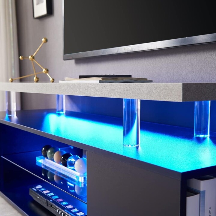 NINEDIN TV Stand Gaming Entertainment Center w/ LED Lights, Media ...