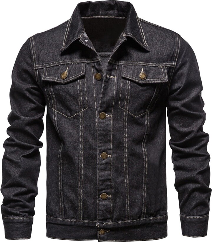 VESNIBA Jean Jacket for Men Ripped Men's Rugged Wear Denim Jacket ...