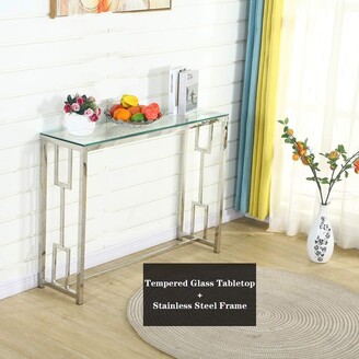 Global Pronex Console Table, Tempered Glass Sofa Table, Modern Entry ...