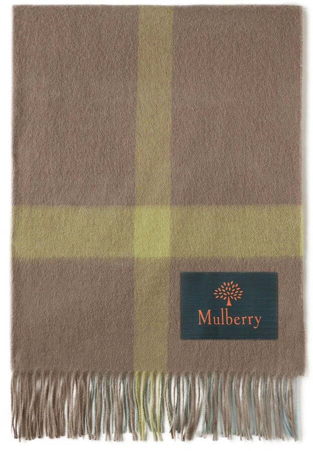 Mulberry Large Check Lambswool Scarf - ShopStyle Scarves & Wraps