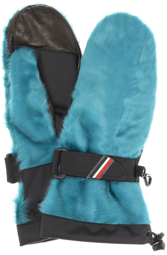MONCLER GRENOBLE Shearling and leather mittens - ShopStyle Gloves