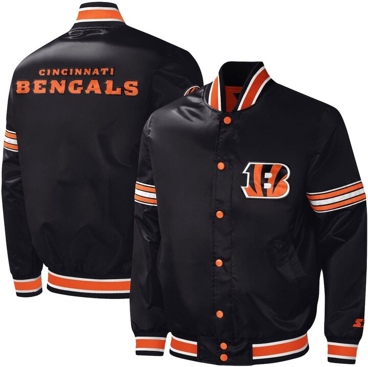 Men's Starter Black Cincinnati Bengals Midfield Satin Full-Snap Varsity ...