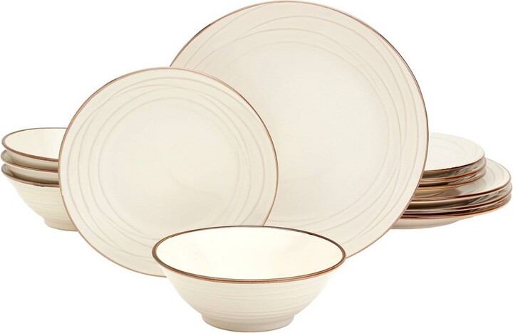 12pc Stoneware Olivia Dinnerware Set White - Tabletops Gallery - ShopStyle