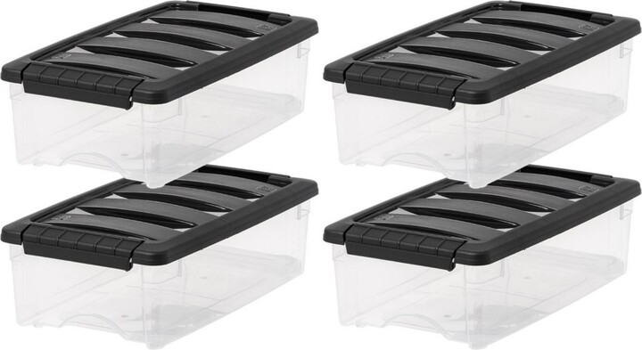 Iris Usa 12 Quart Stackable Plastic Storage Bins with Lids and Latching ...