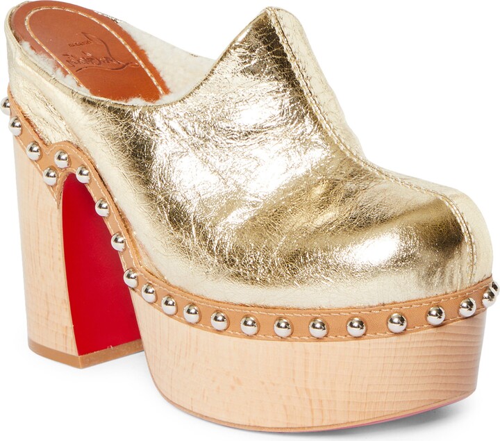 Christian Louboutin Joan Genuine Shearling Lined Platform Clog - ShopStyle