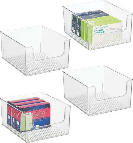 mDesign Plastic Home Office Storage Bin Container, Desk Organizer, 4 ...