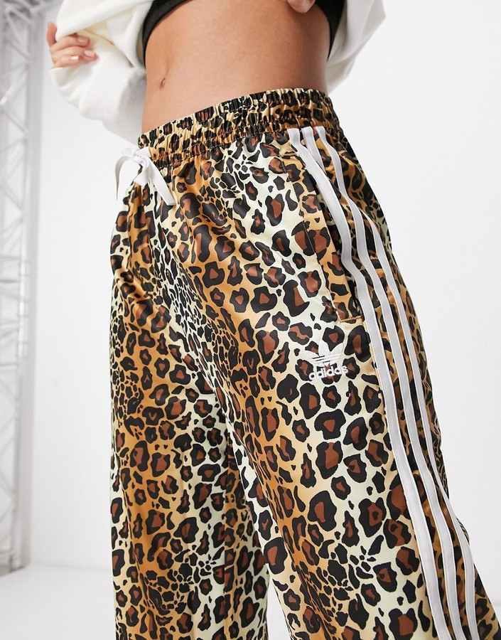 adidas 'Leopard Luxe' satin look pyjama style wide leg pants - ShopStyle