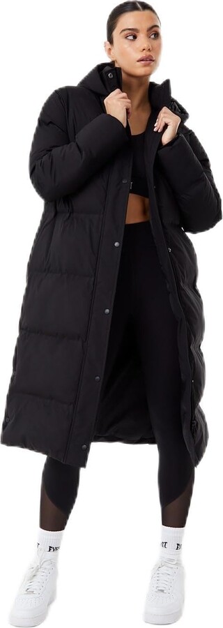 Everlast Womens Hooded Longline Puffer Jacket Black 12 - ShopStyle