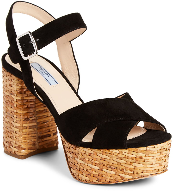 Prada Wicker Platform Sandal - ShopStyle