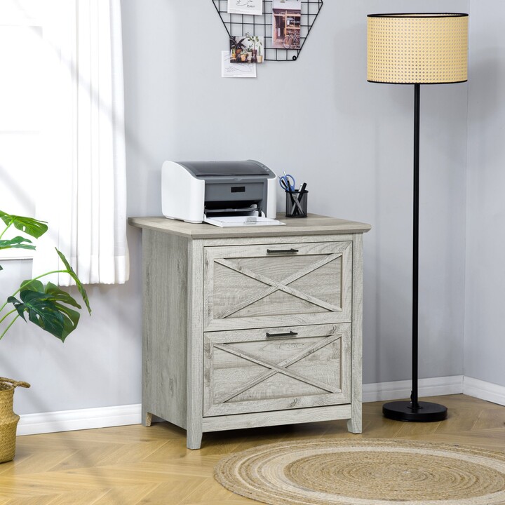 HOMCOM Retro Wooden 2-Drawer Lateral File Chest Cabinet Pedestal for ...