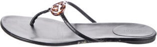 Gucci Interlocking G Logo Patent Leather Flip Flops - ShopStyle