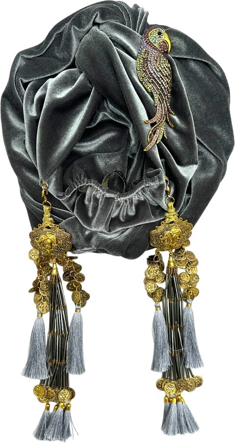 Julia Clancey Graphite Parrot Dream Turban - ShopStyle Hats