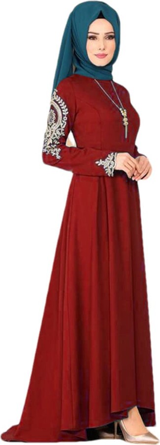 Youllyuu Print Muslim Maxi Dress Abaya Evening Cardigan Kimono Long ...