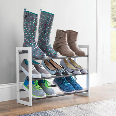 mDesign Metal 3 Tier Adjustable/Expandable Shoe and Boot Rack - ShopStyle
