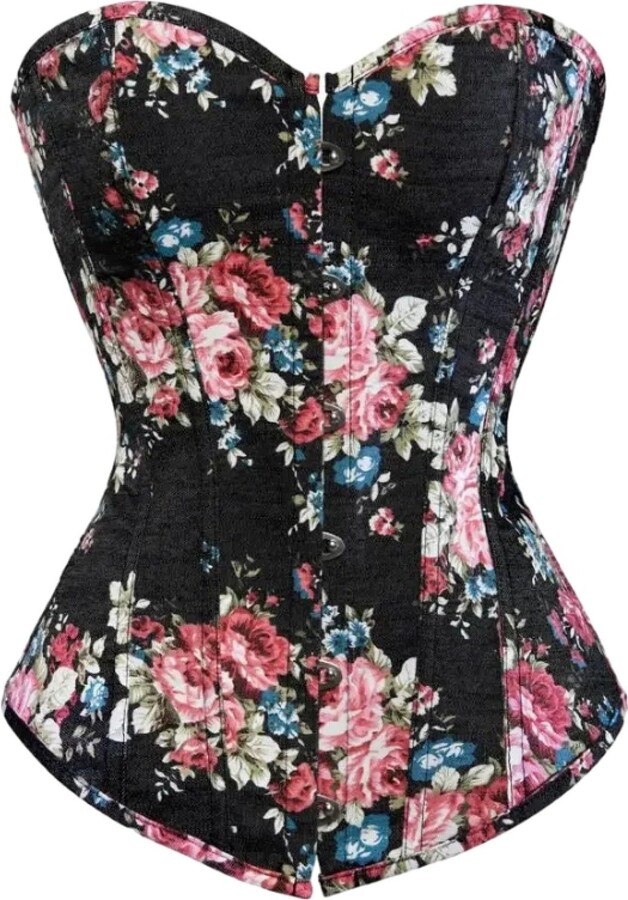 KETAFOUND Vintage Corset Bustiers Top - Gothic Floral Print Pattern ...