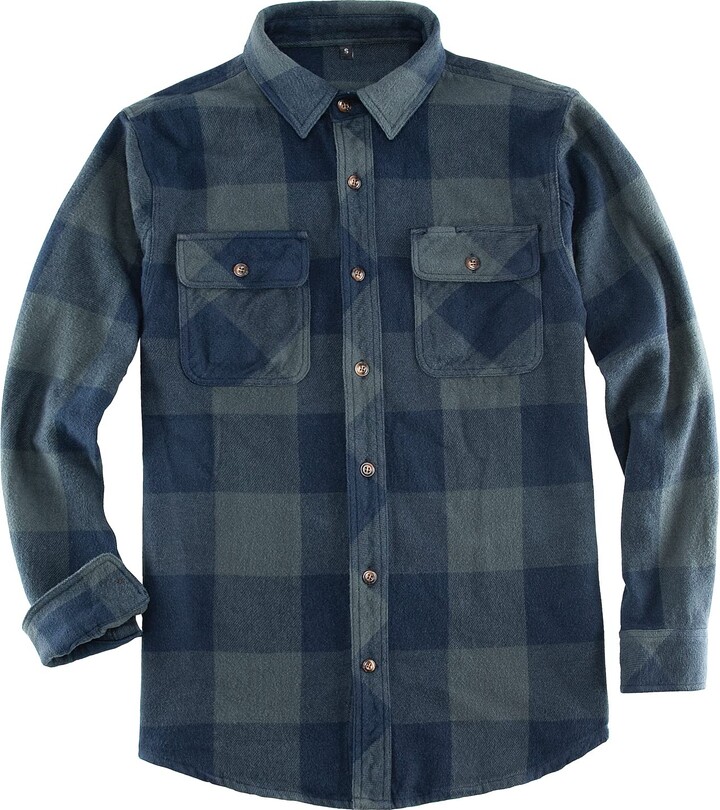 ZENTHACE Mens Heavyweight Brushed Flannel Shirts - ShopStyle