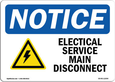 SignMission Electrical Service Main Disconnect Sign with Symbol ...