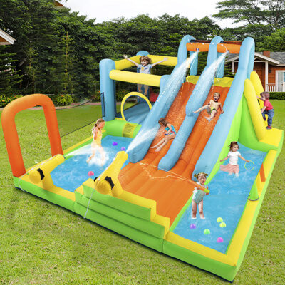 Joyldias Double Slides Inflatable Bounce House , 7 In 1 Giant Water ...