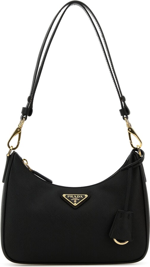 Prada Black leather mini Re-Edition shoulder bag - ShopStyle