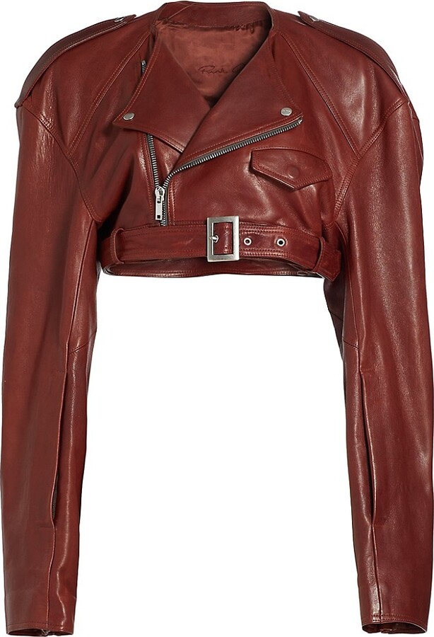Rick Owens Micro Leather Biker Jacket - ShopStyle