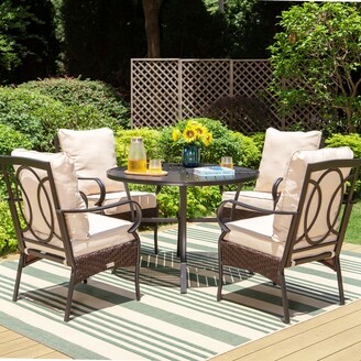 COCAM 5pc Patio Set with 42" Round Metal Table with Umbrella Hole ...