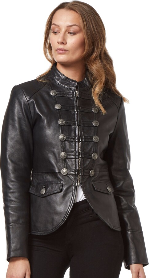 Smart Range Leather Ladies MILITARY Black Parade Style Fashion Soft ...