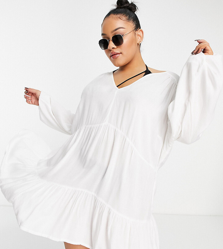 Esmee Curve Esmee Plus Exclusive mini tiered smock summer dress with ...
