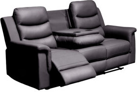 Lark Manor Deluxe Black Reclining Sofa With Middle Console And Dual Cup ...