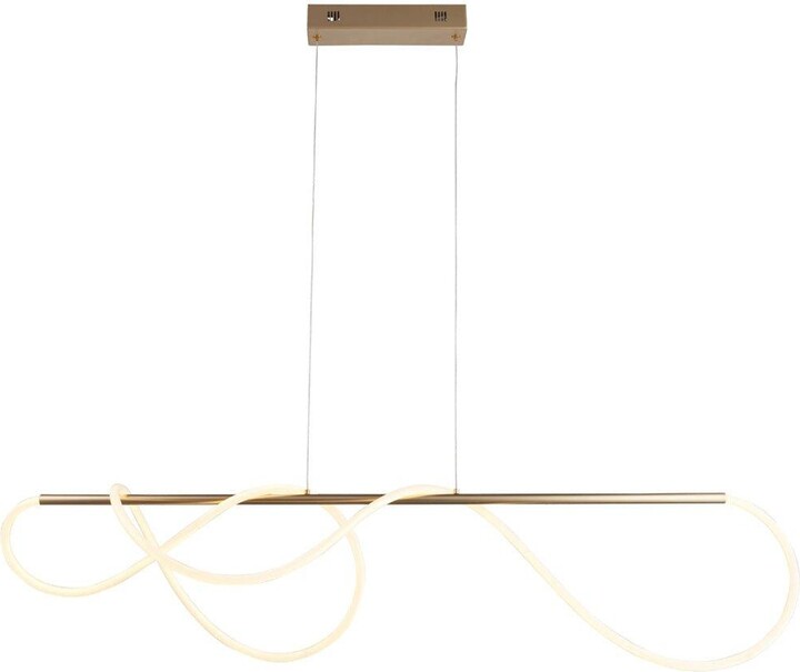 Loops Satin Gold Modern Linear Ceiling Pendant Light - Integrated LED ...