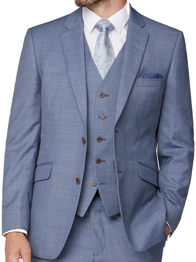 Scott & Co Scott Mens Premium Classic Fit Light Blue Sharskin Suit ...