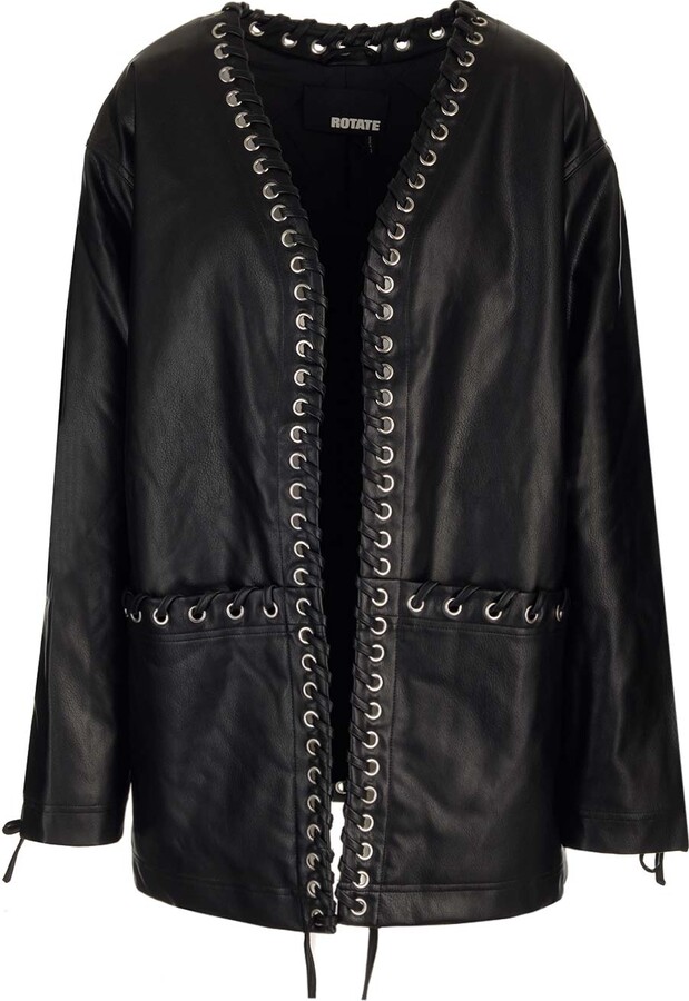 Rotate by Birger Christensen Open Front Leather Jacket - ShopStyle