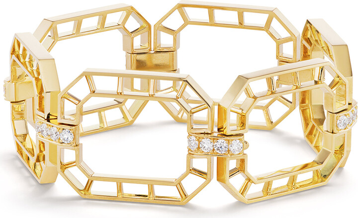 Gemella Jewels Skeleton 18K Yellow Gold Diamond Bracelet - ShopStyle