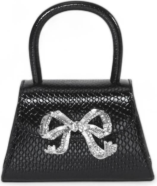 Self-Portrait Python Diamante Bow Micro Bag In Black - ShopStyle