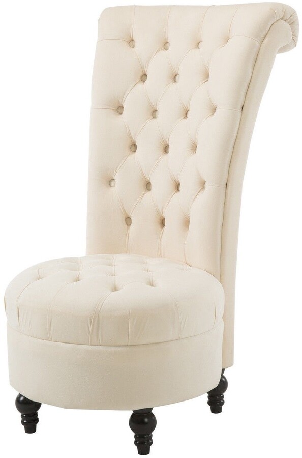 Cream Tufted High Back Plush Velvet Upholstered Accent Low Profile ...