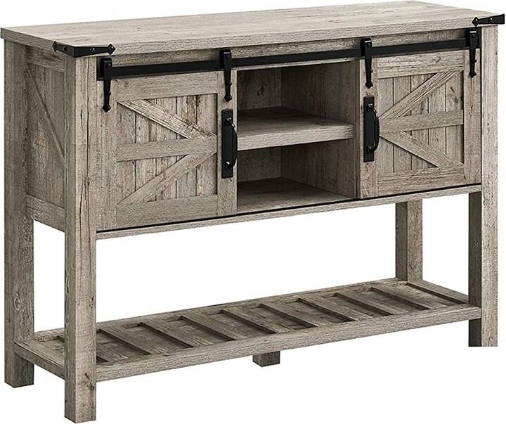 OKD Farmhouse Console Entryway Table with Sliding Barn Doors, Light ...