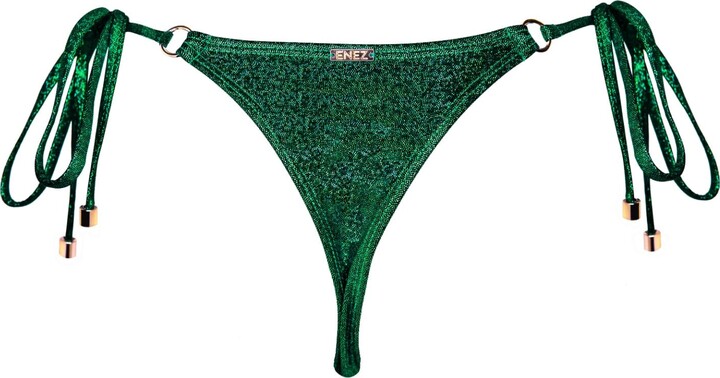 Enez Swim Mira Thong Bikini Bottoms - Glitter Green - ShopStyle