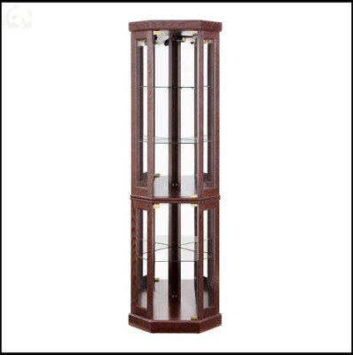 Latitude Run Corner Glass Cabinet Lighted Curio Cabinet Corner Display ...