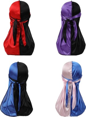 Diy Two Tone Men Silky Durag Hip-hop Rapper Doo Rag 45 inch Long Tail ...