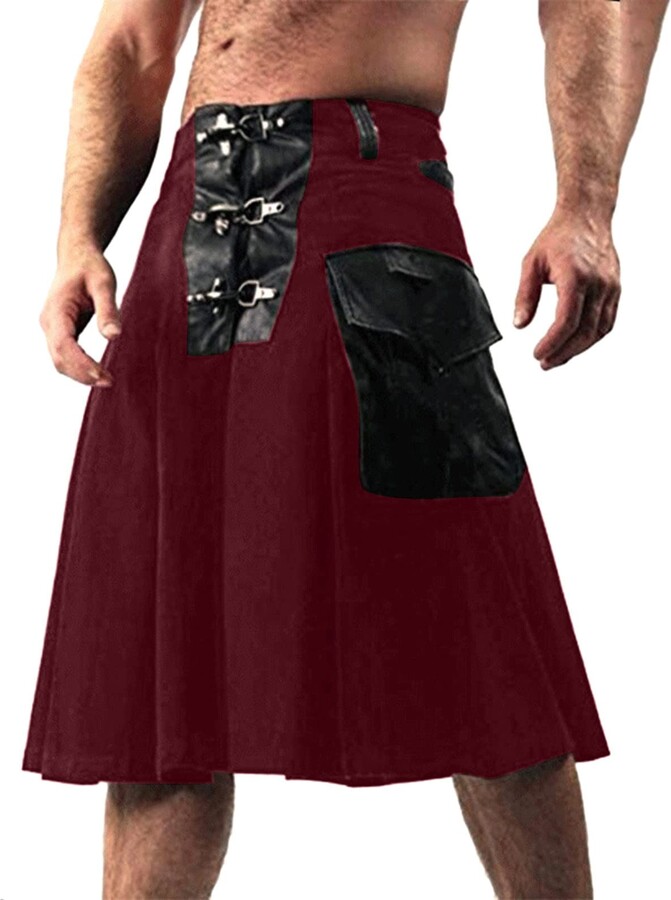 Generic Men Punk Hip Hop Skirt Gothic Punk Scottish Festival Kilt Wedding Dress Casual Party ...