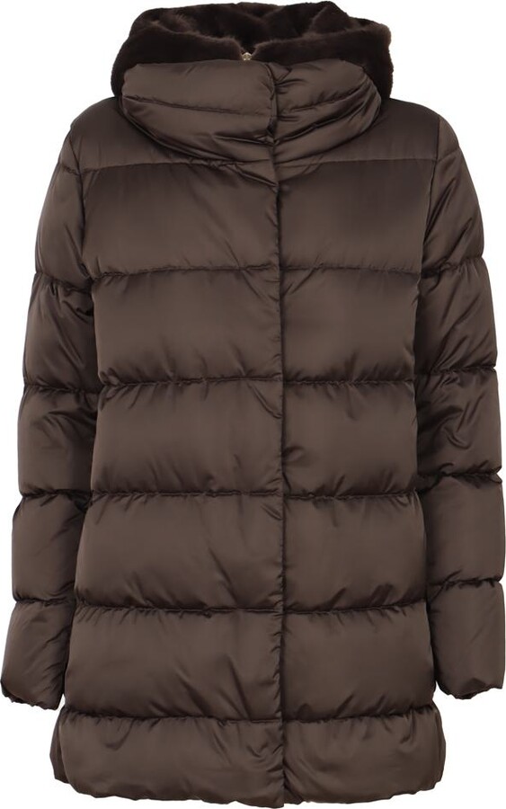 Herno A-Shape satin and lady faux-fur down jacket - ShopStyle Fur ...